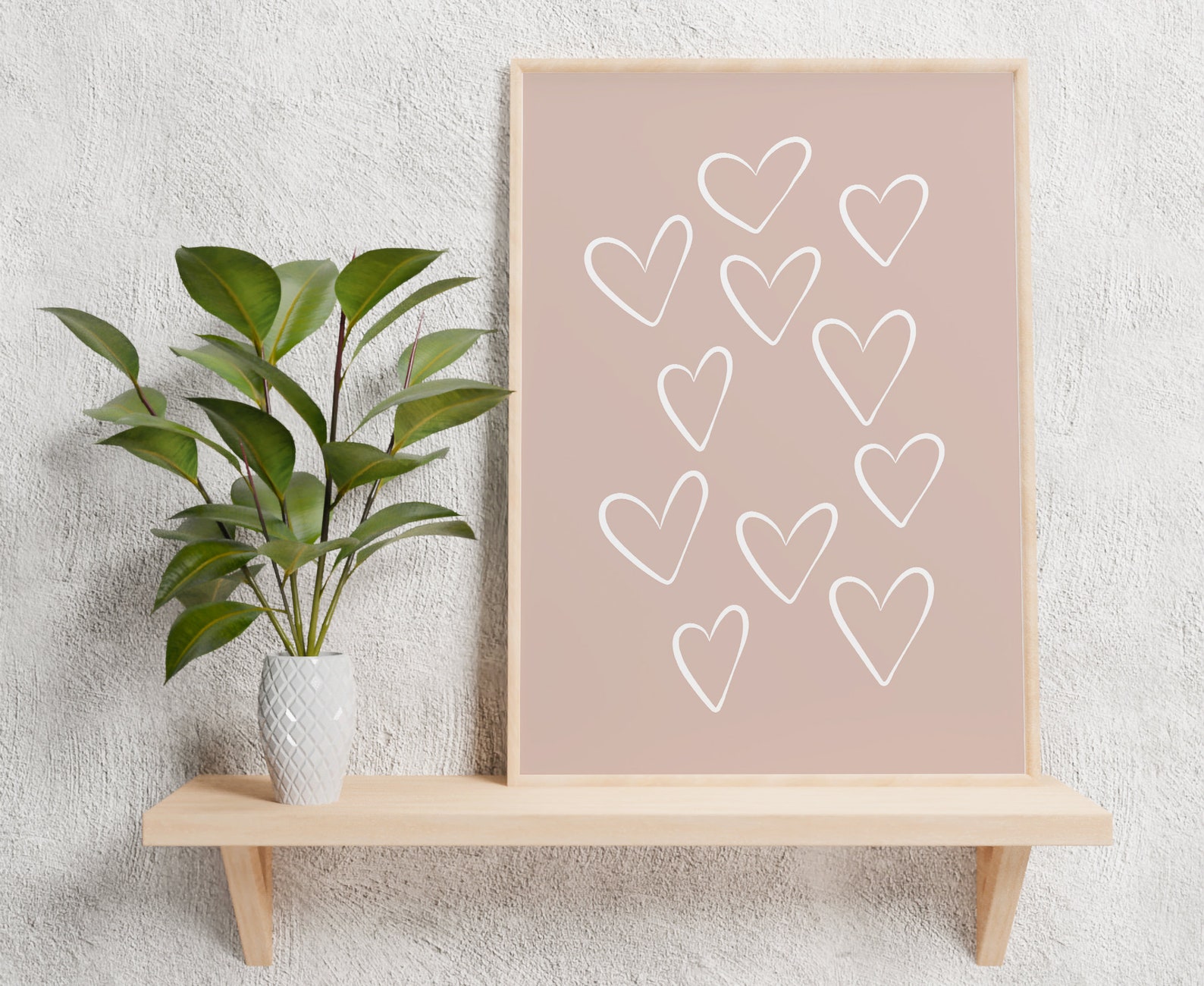 Hearts Print Love Print Boho Hearts Romantic Wall Art | Etsy