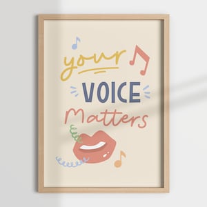 YOUR VOICE MATTERS, Classroom Poster, Classroom Art, Positive Playroom ...