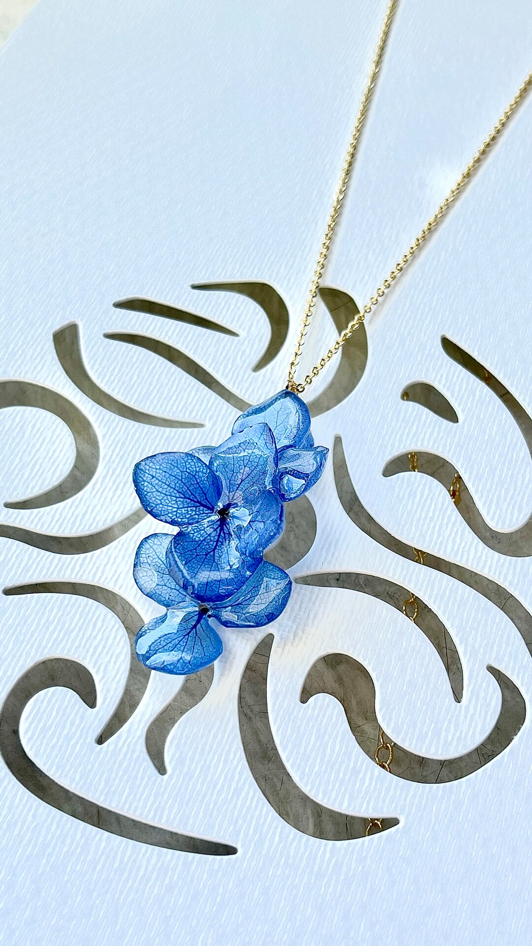 Blue Hydrangea Necklace Hortensia Flower Necklace Bridal Jewellery ...
