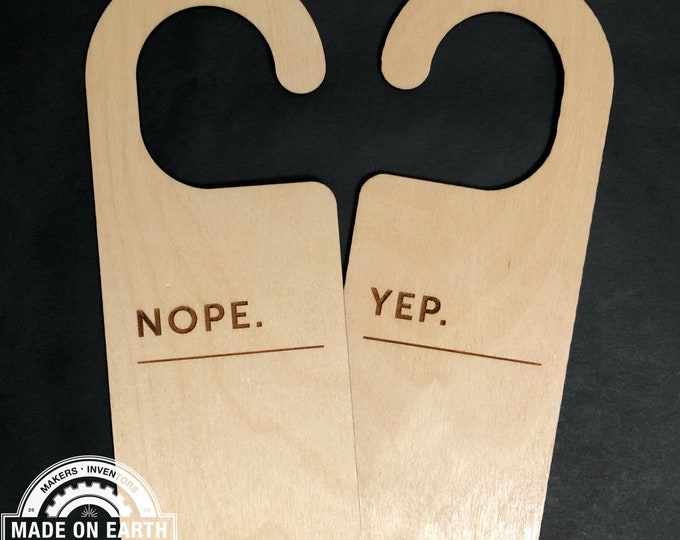 Nope, Yep, Do Not Disturb Sign, Minimalist, Work Door Hanger, Door Sign ...