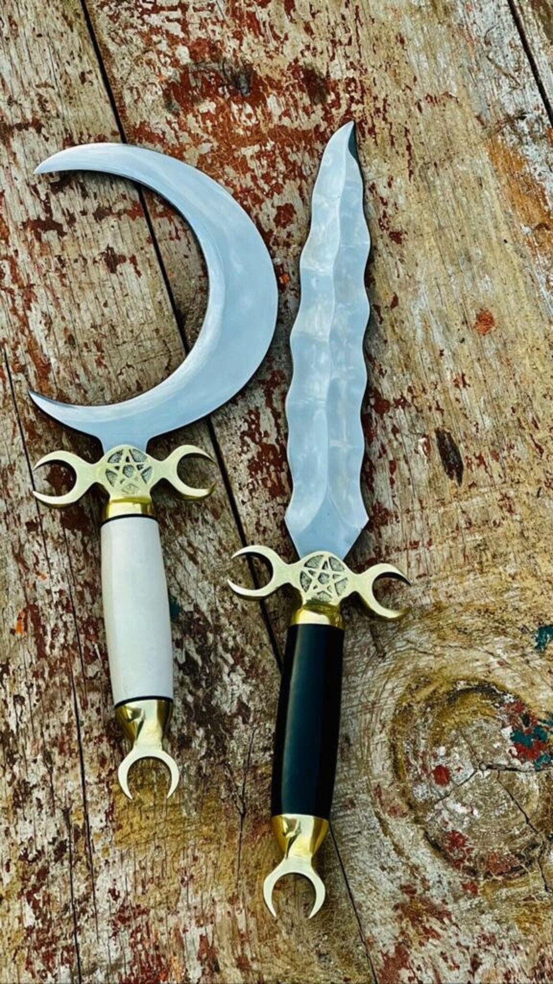 Druid's Crescent Moon Boline With Resin Handle for Ritual Work, Wicca ...