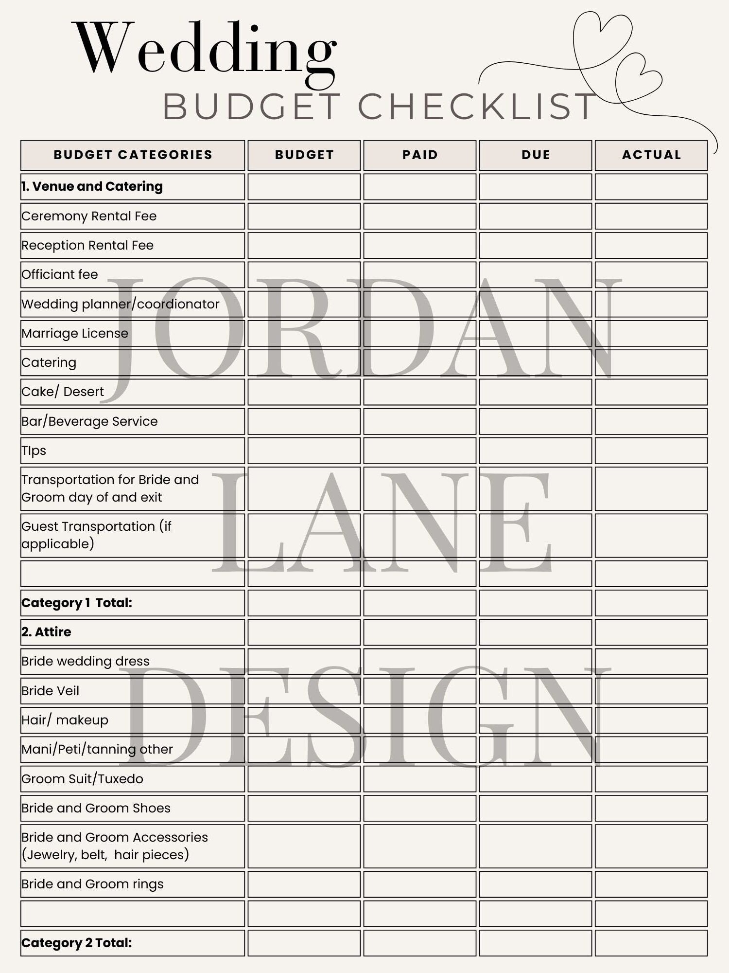 Wedding Budget Checklist - Etsy