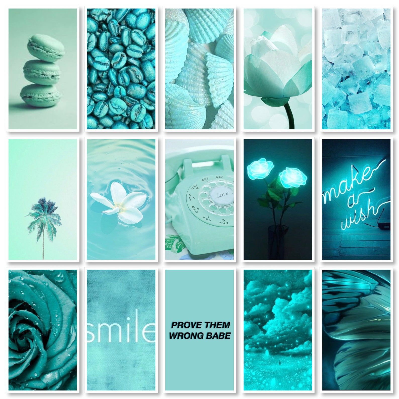 Beautiful Turquoise Aesthetic Wall Art Ll 50 Pieces Collage | Etsy