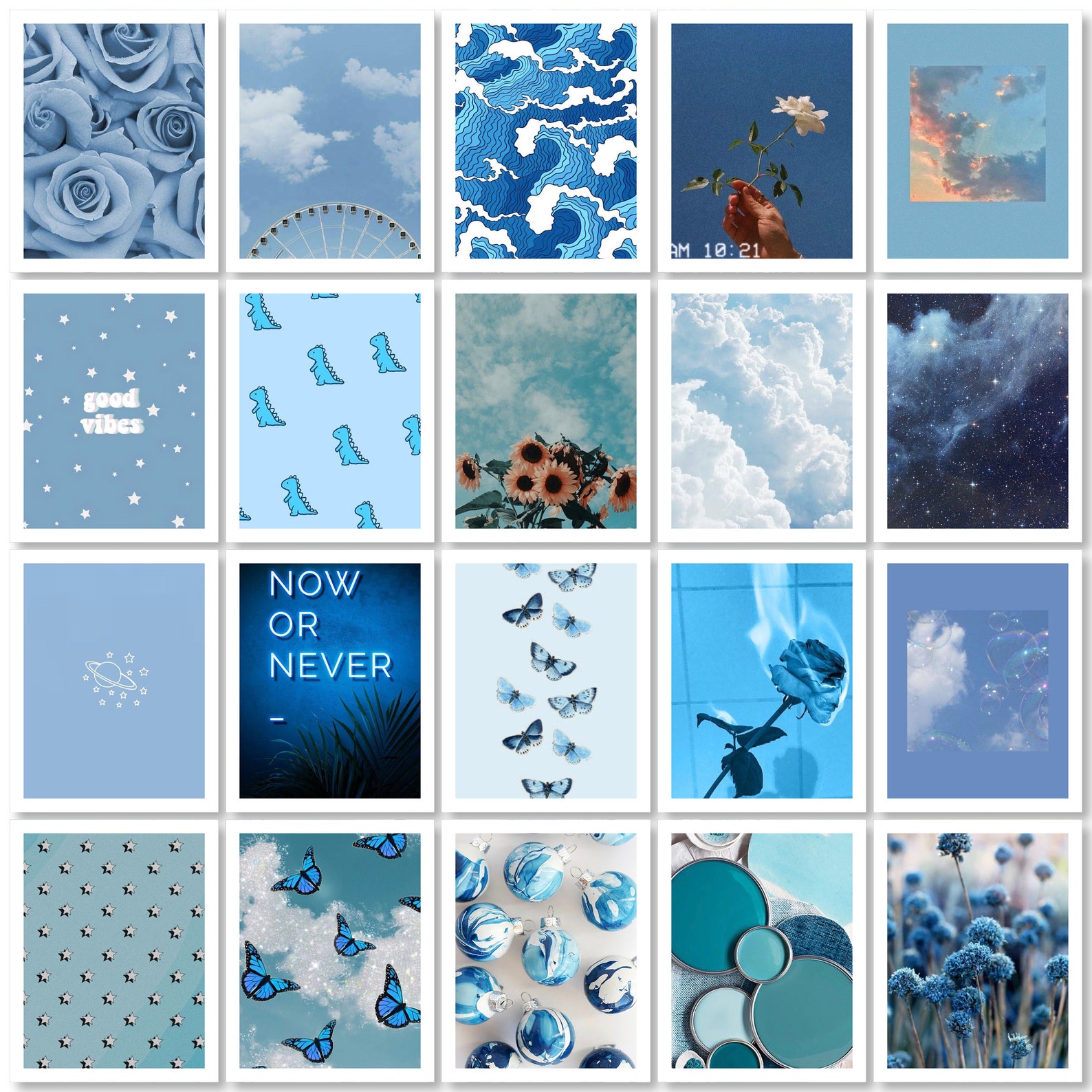 Beautiful Blue Aesthetic Wall Art Ll 60 Pieces Collage Kit Ll - Etsy