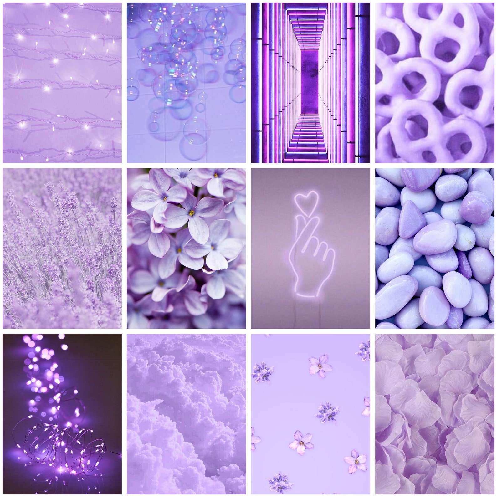 Beautiful Light Purple Aesthetic Wall Art Ll 44 Pieces Collage Kit Ll