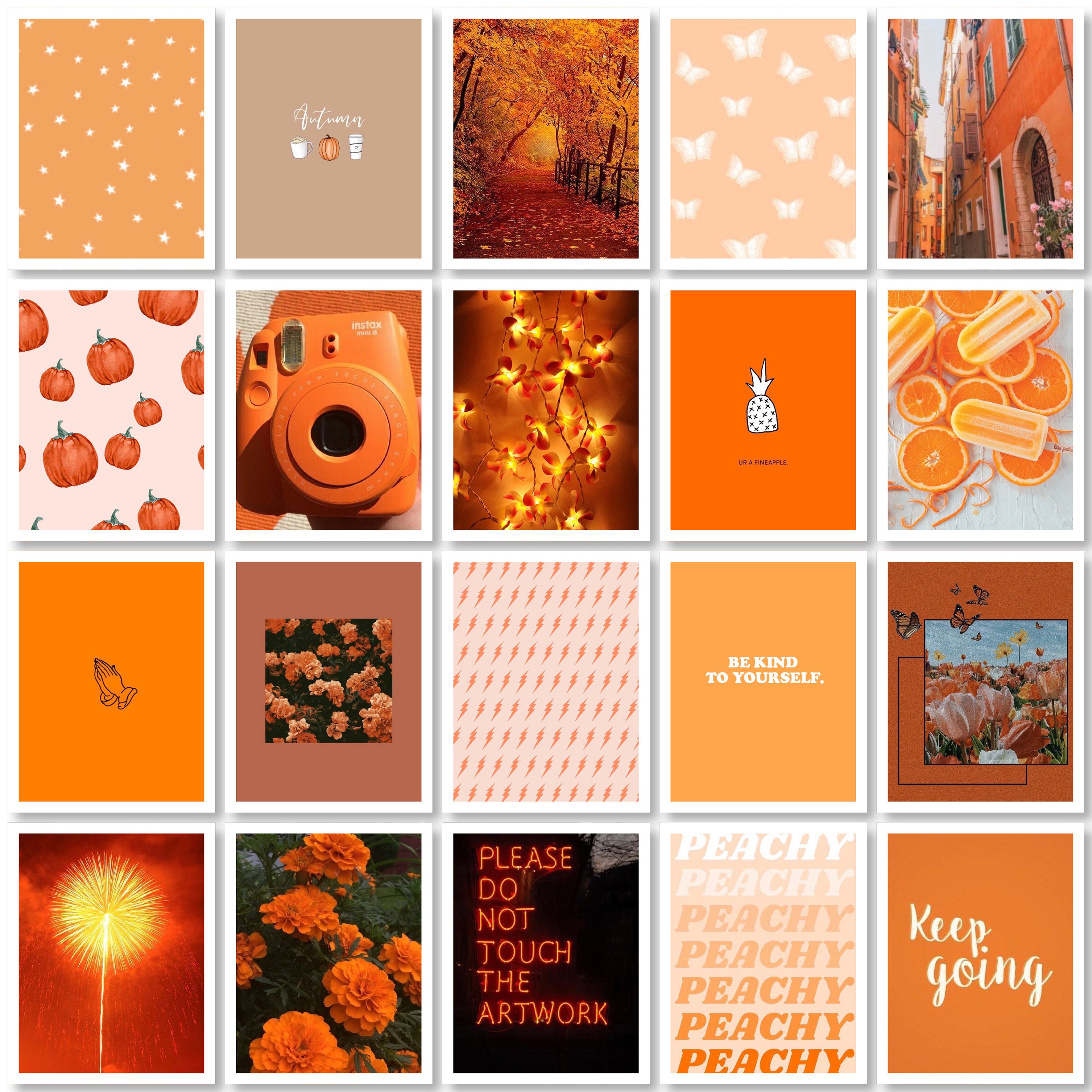 Beautiful Orange Aesthetic Wall Art Ll 40 Pieces Collage Kit - Etsy