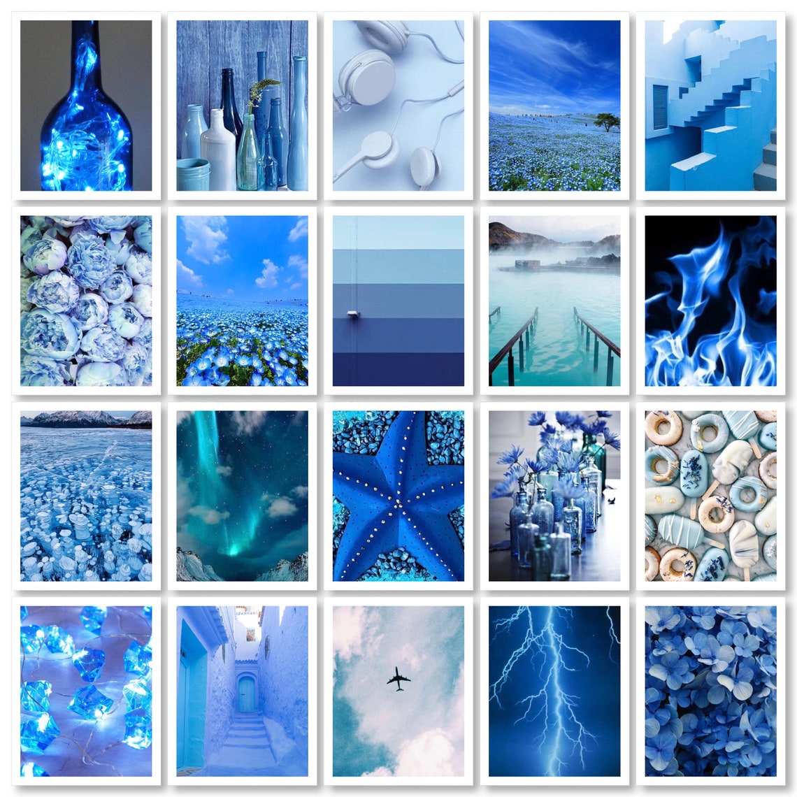 Beautiful Blue Aesthetic Wall Art Ll 60 Pieces Collage Kit Ll | Etsy