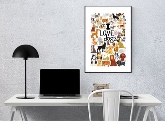Dog Love Poster - Etsy