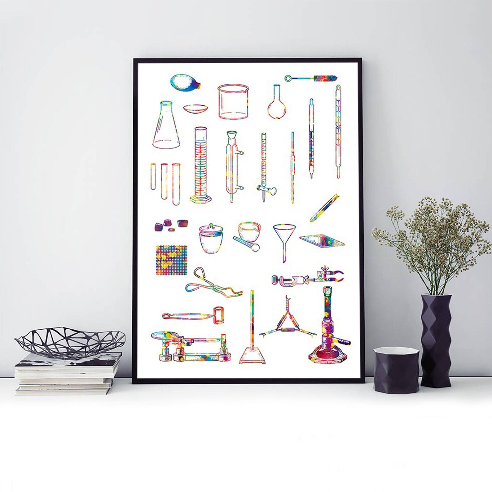 Science Chemistry Instrument Posters Microscope Periodic Table ...