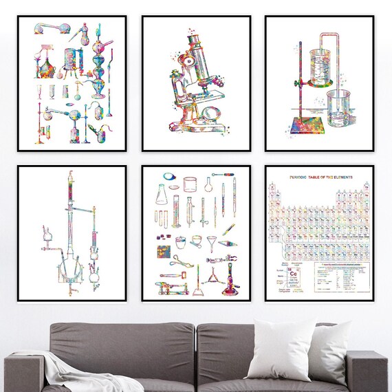 Science Chemistry Instrument Posters Microscope Periodic Table | Etsy