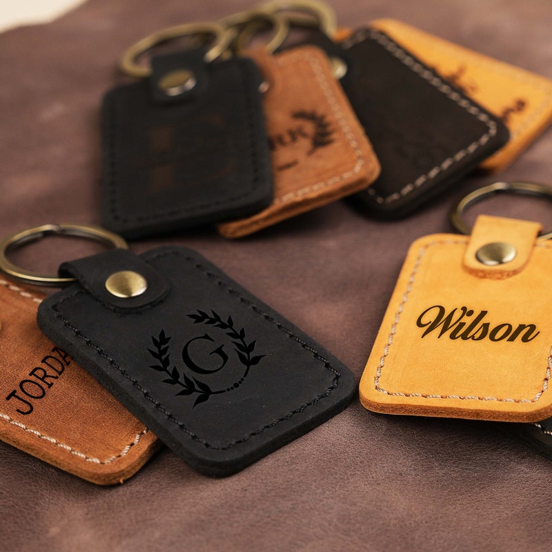 Leather Keychain - Etsy
