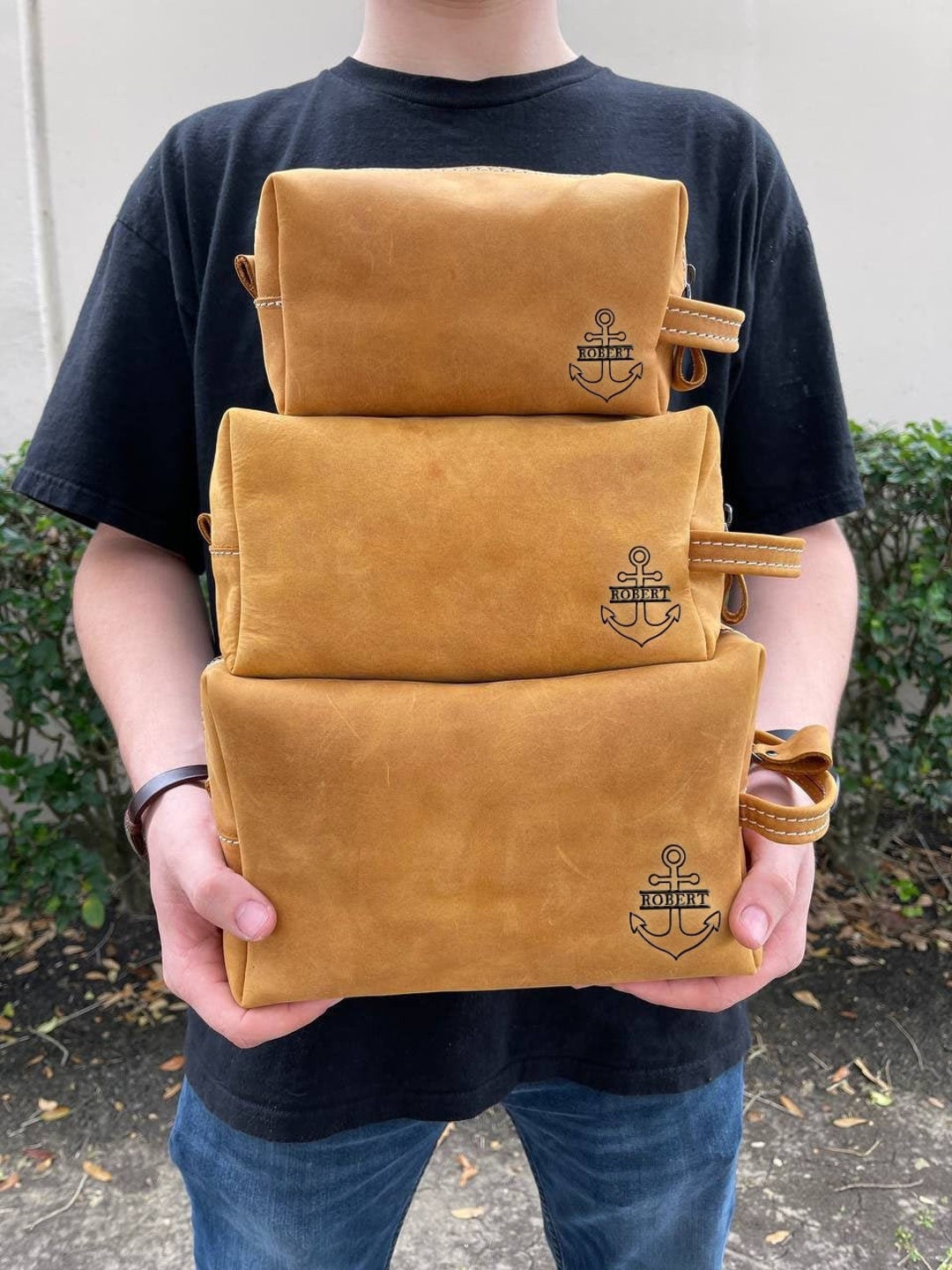 Custom Best Anniversary Gift for Him, Personalized Leather Dopp Kit ...