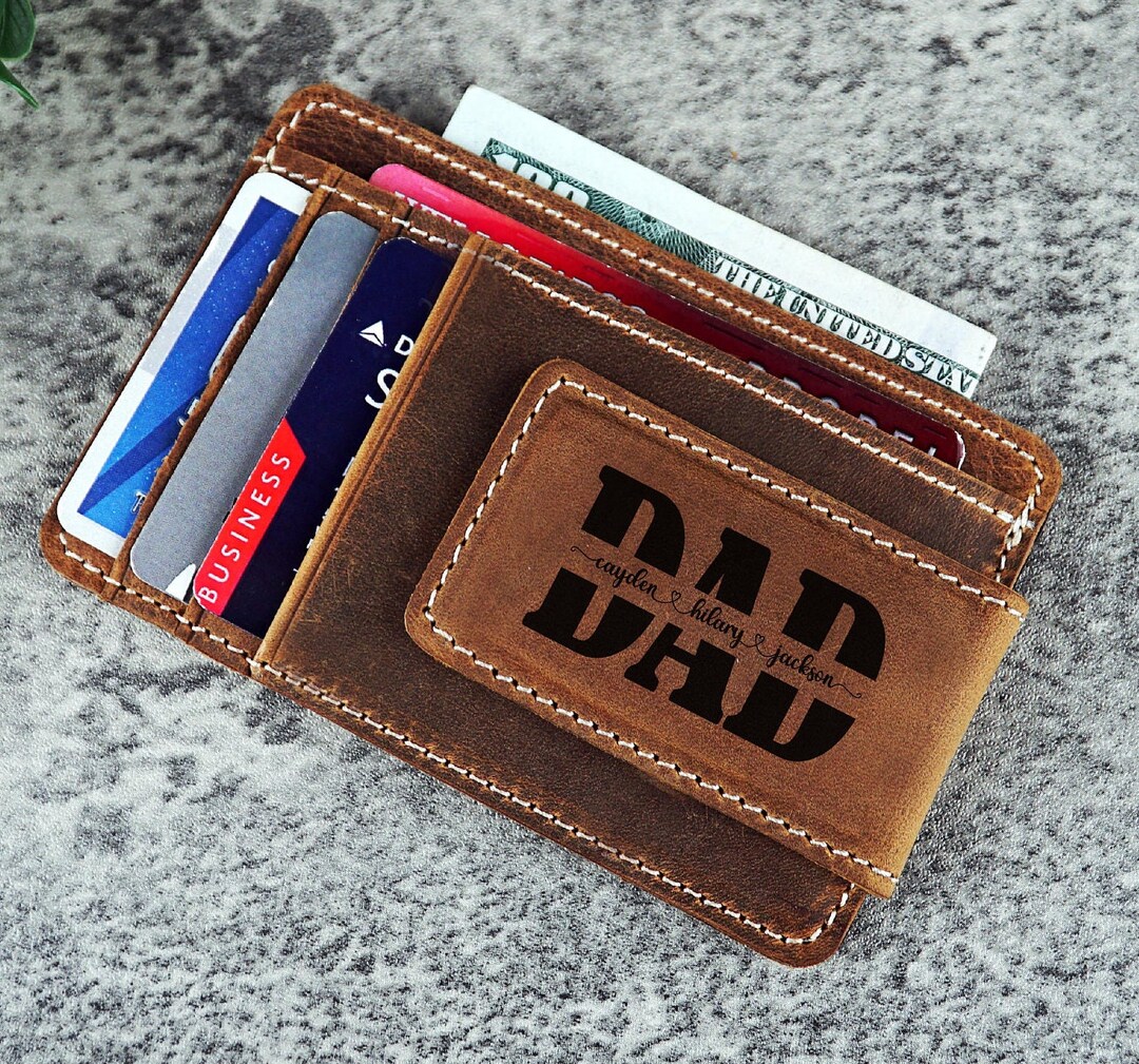 CUSTOM Leather Waller for Dad, Dad Keepsake Gift, Dad Wallet, Dad With ...