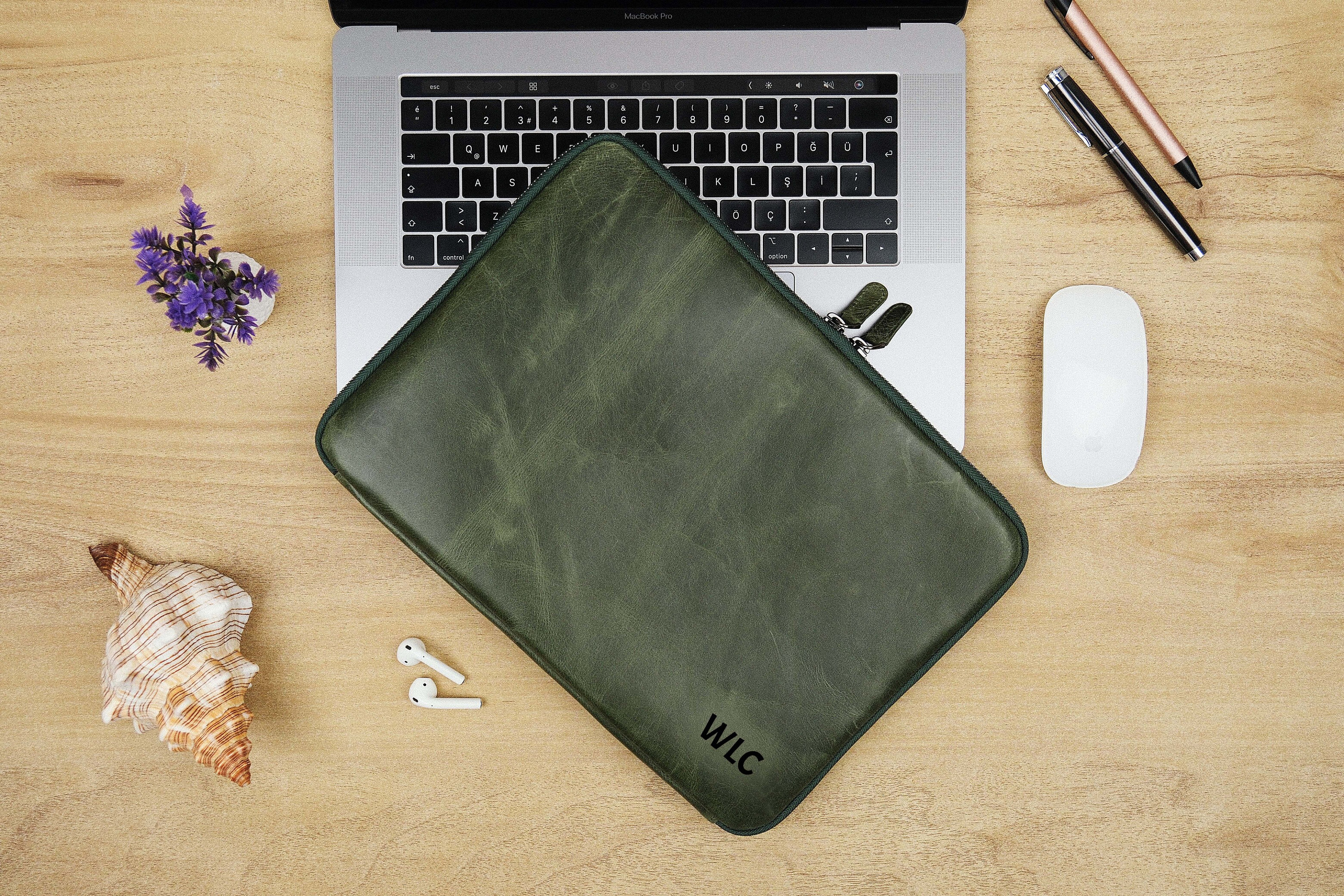 Custom Logo Name Leather Laptop Case, Custom Handmade Laptop Case ...