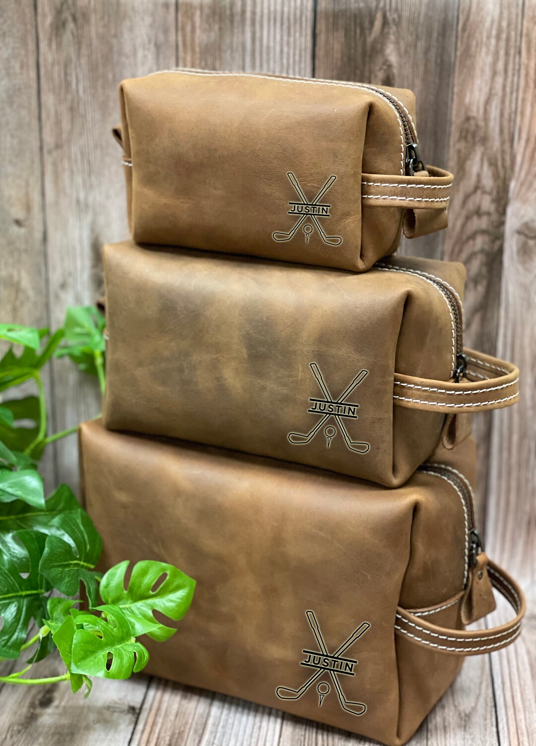 CUSTOMIZED Men Toiletry Bag, Golf Player Dad Gifts, Leather Dopp Kit ...
