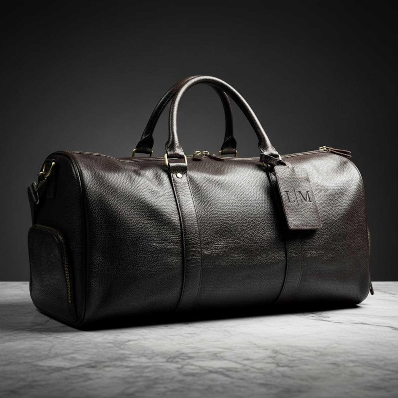 Personalized Leather Duffle Bag and Luggage Tag Gift Set, Fathers Day ...