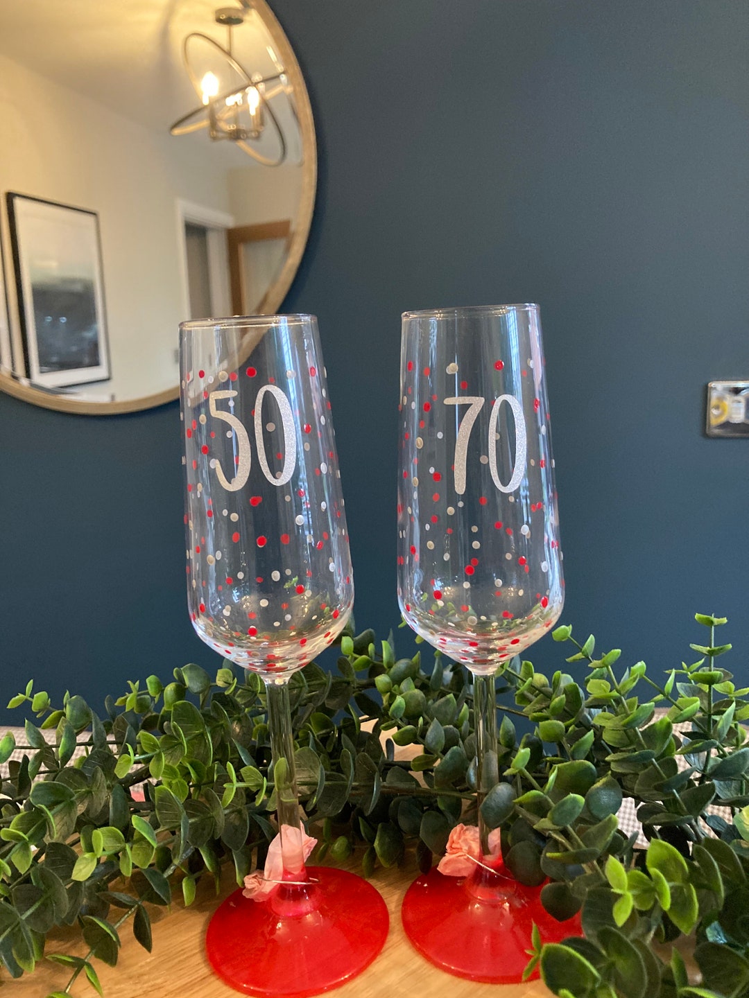 Hand Painted Any Age Pink Prosecco Glass 18th,21st,30th,40th,50th,60th ...
