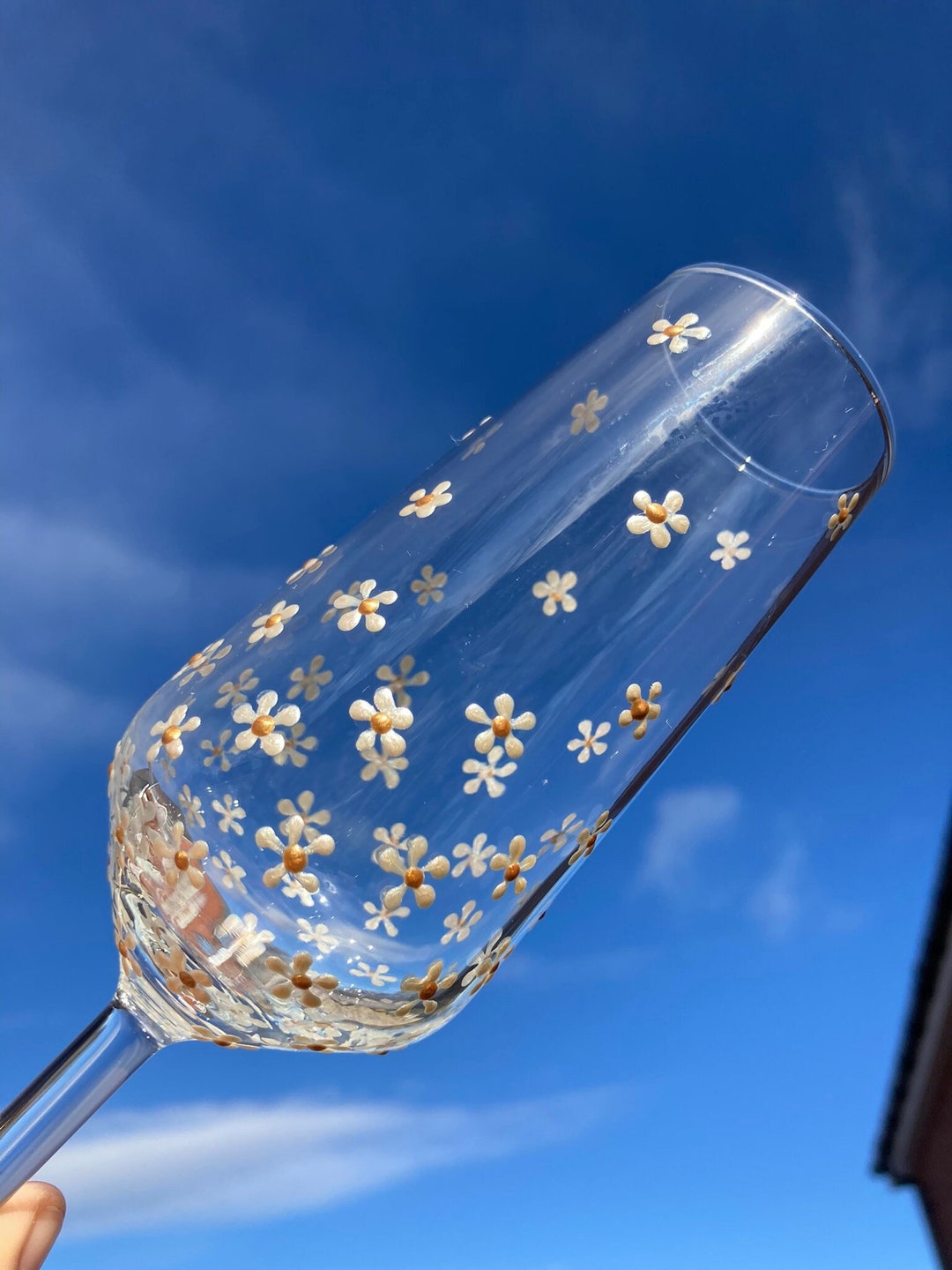 PERSONALISED Hand Painted Daisy Prosecco Glass.maid of HONOUR Wedding ...