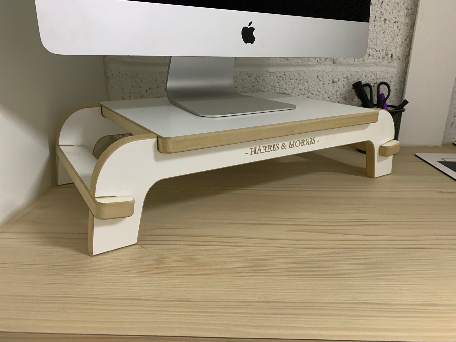 White Slot Together Monitor Stand - Etsy