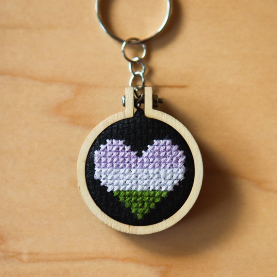 LGBTQIA Genderqueer Pride Heart Keychain | Etsy