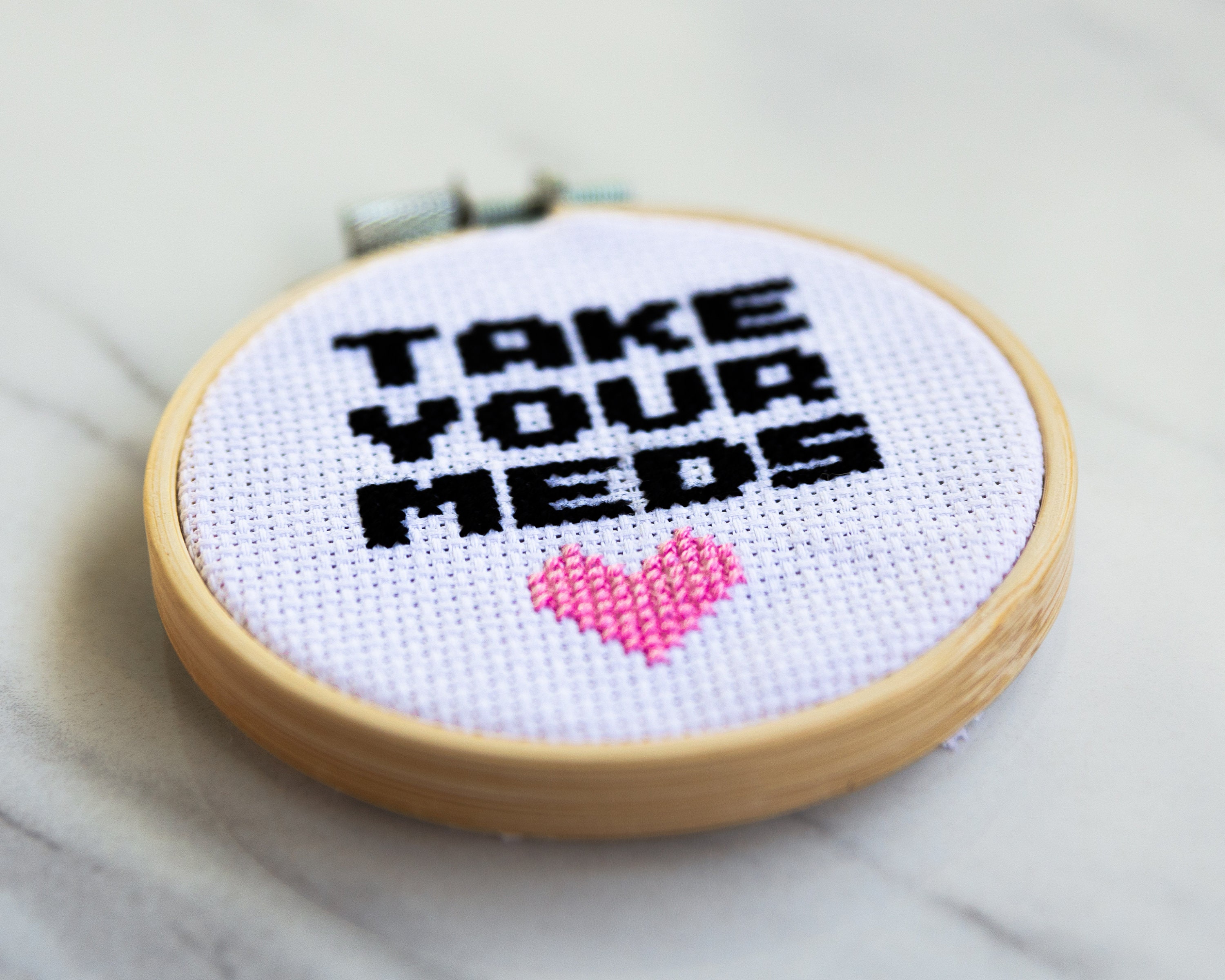 Take Your Meds Cross Stitch Decor - Etsy
