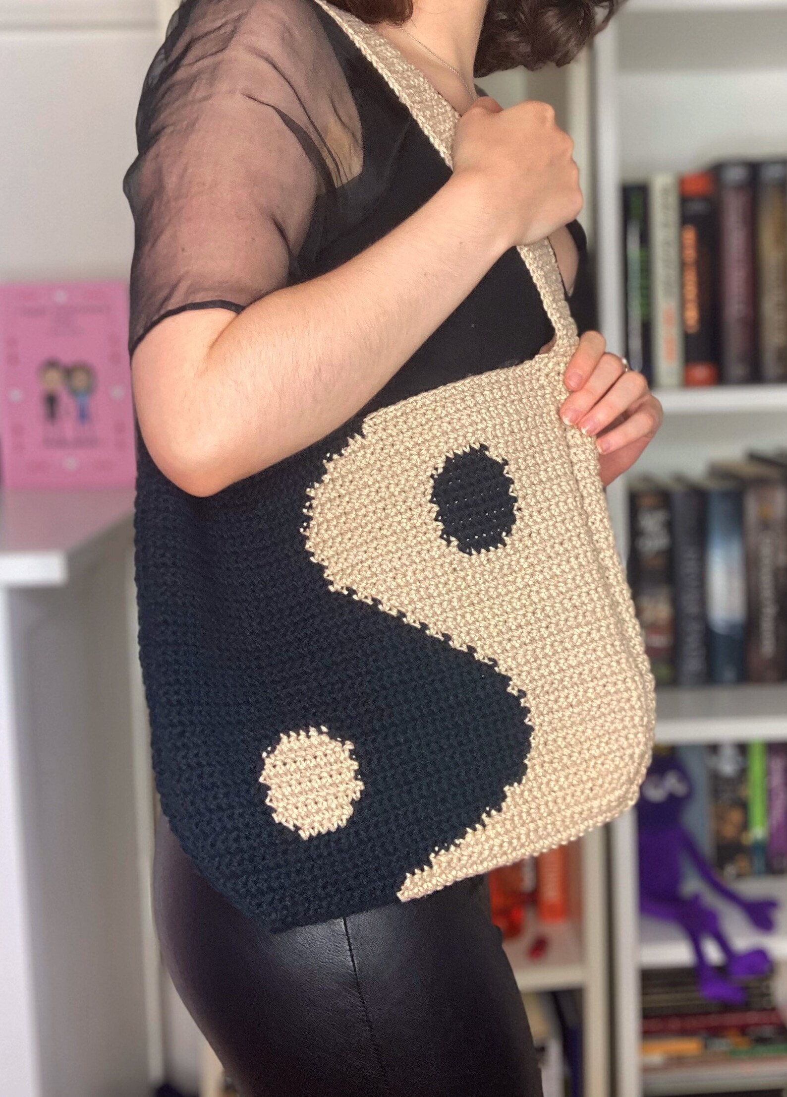 Custom Y2K/ 90s Style Crochet Yin Yang Handbag | Shoulder Bag | Small ...