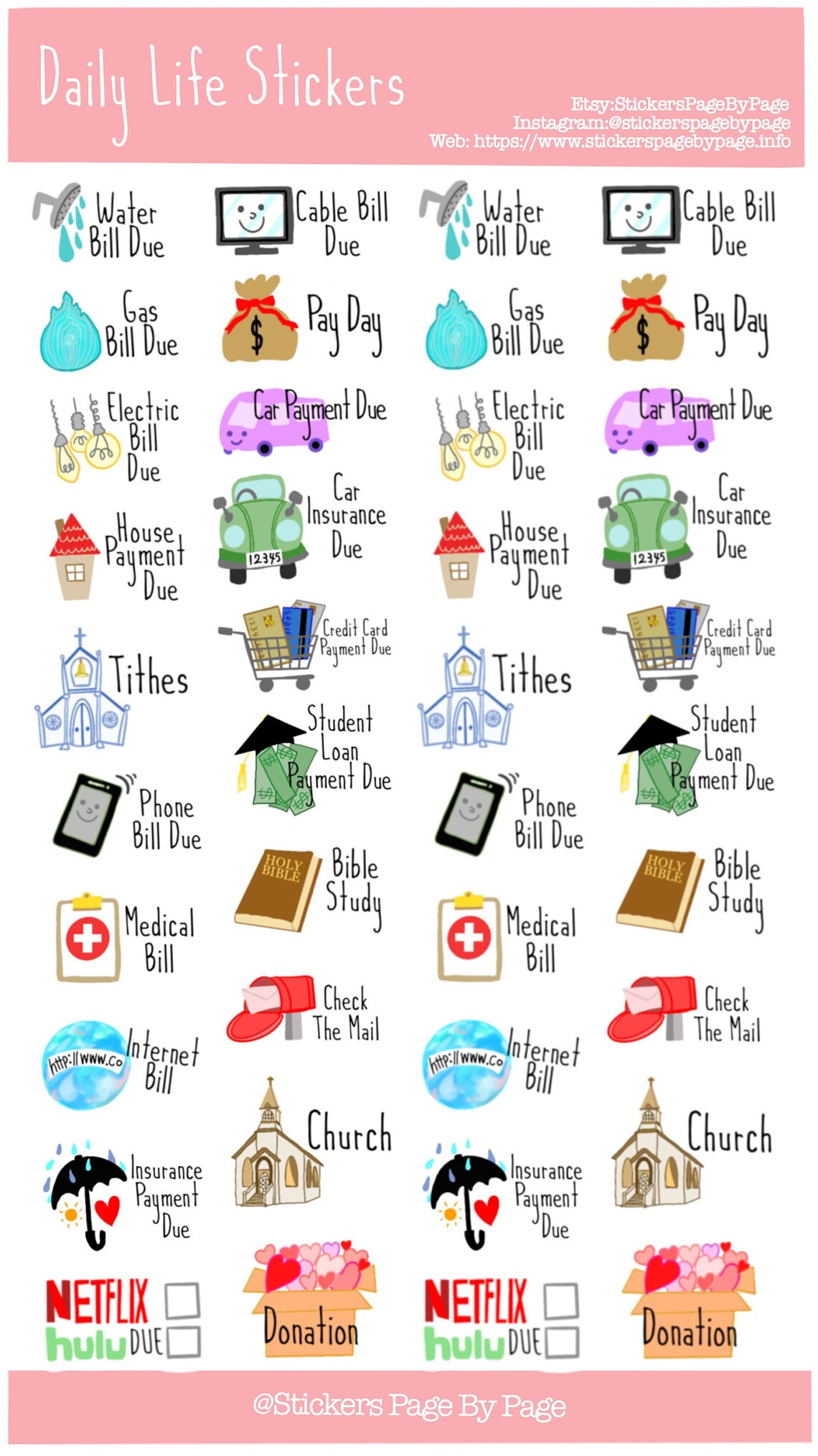 40 Daily Life Stickers / Free Shipping / 3 Materials / Planner Stickers ...