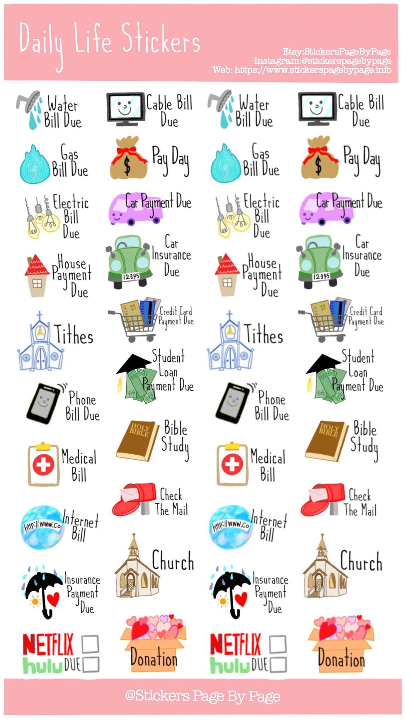 40 Daily Life Stickers / Free Shipping / 3 Materials / Planner Stickers ...