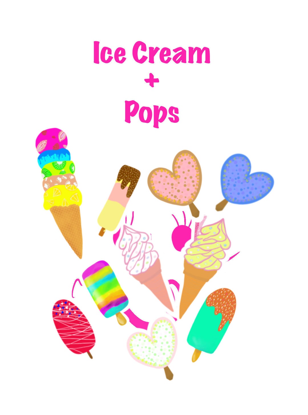 Ice Cream + Pops Stickers / 10 Individual Stickers / Free Shipping ...