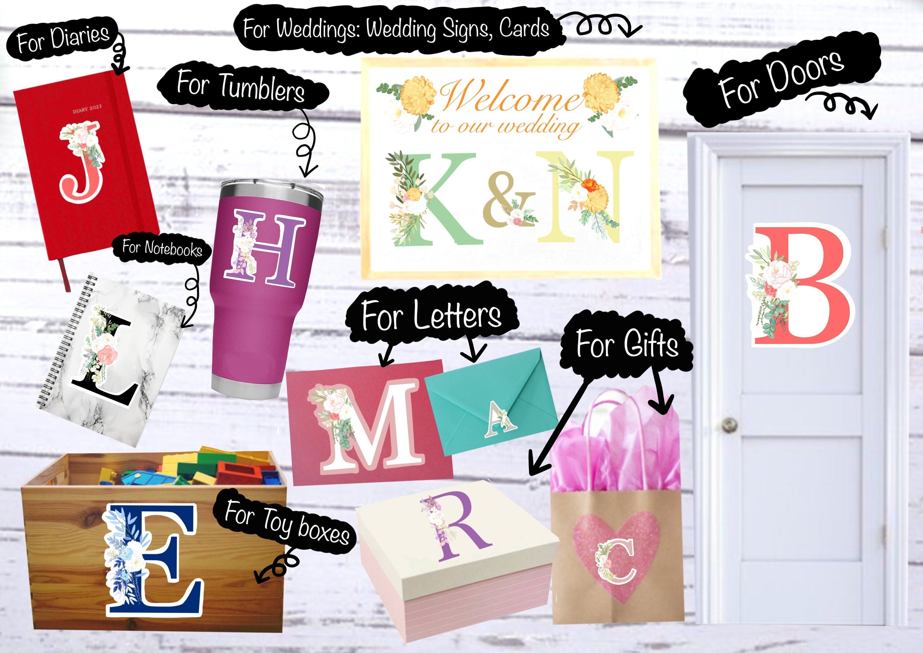 Initial Stickers/ E&F / for Everywhere/ Free Shipping - Etsy