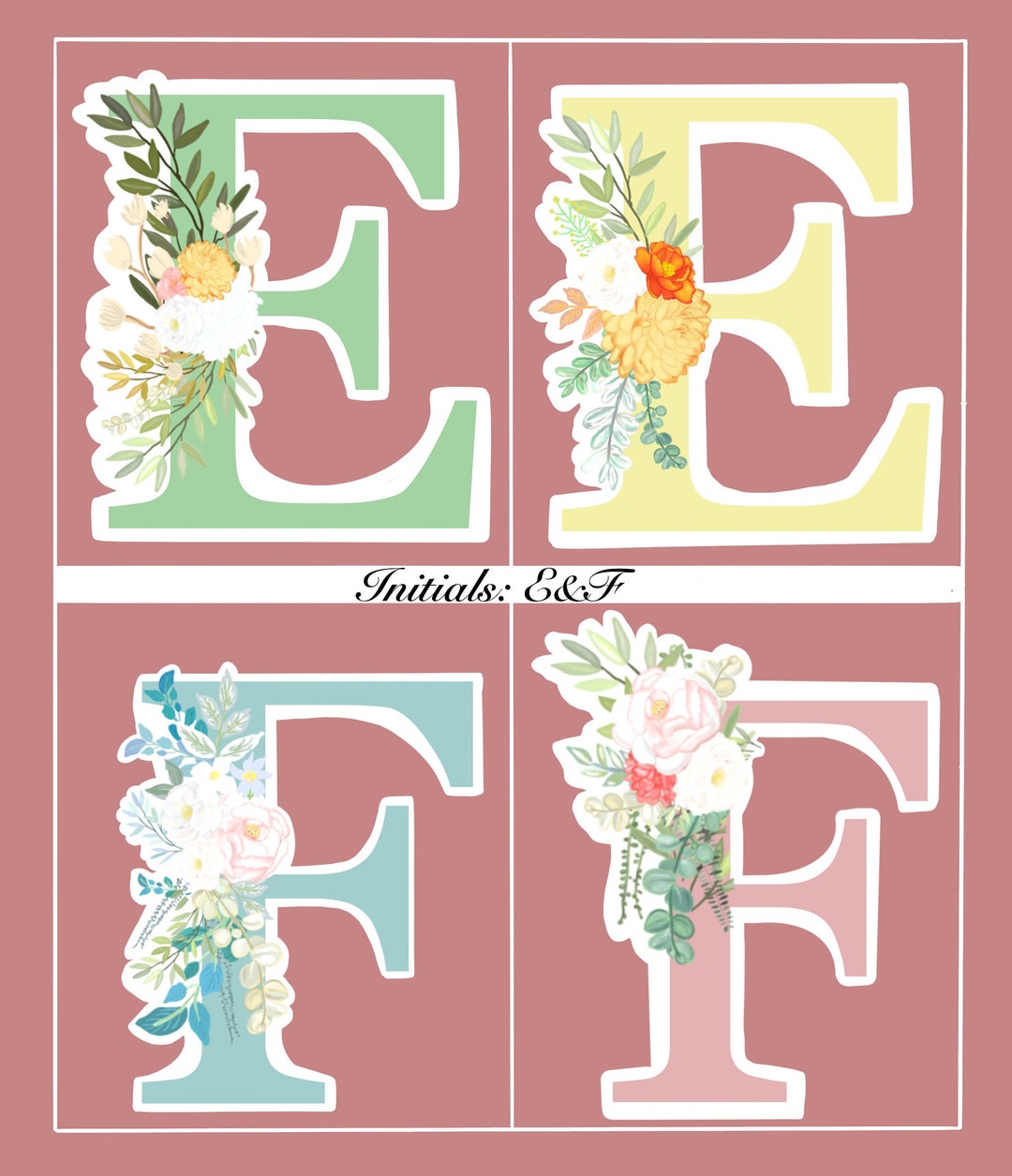 Initial Stickers/ E&F / for Everywhere!/ Free Shipping - Etsy