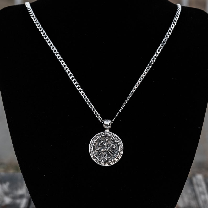 Saint George and Serpent Pendant Solid St George Slaying the | Etsy