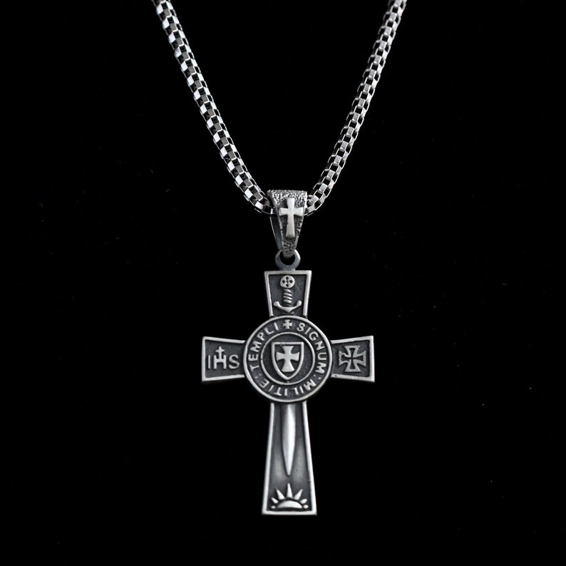 Knights Templar Cross Pendant Necklace, Templar Necklace With Sword ...