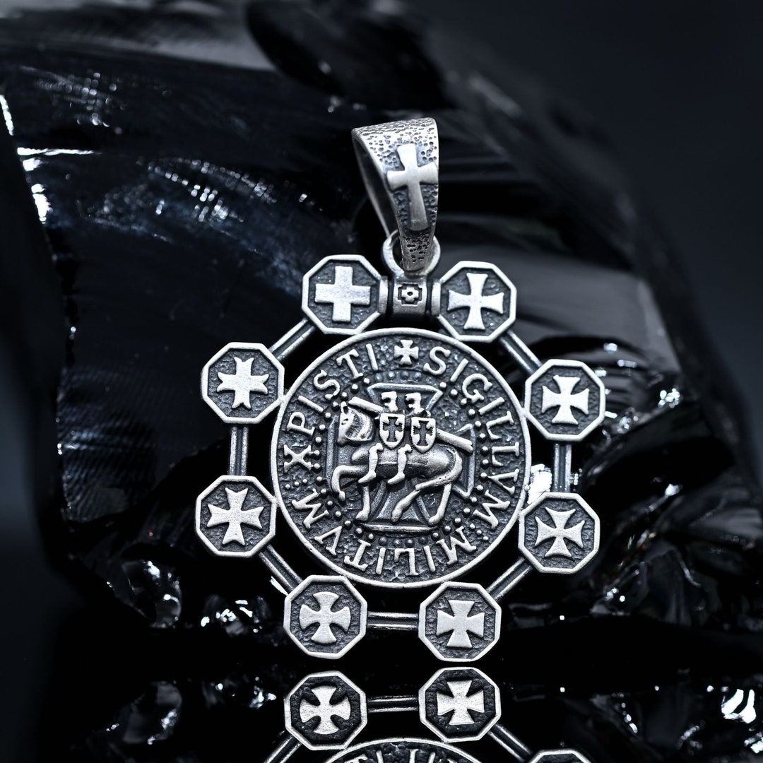 Templar Pendant Silver With All Templar Crosses, Templar Pendant With ...