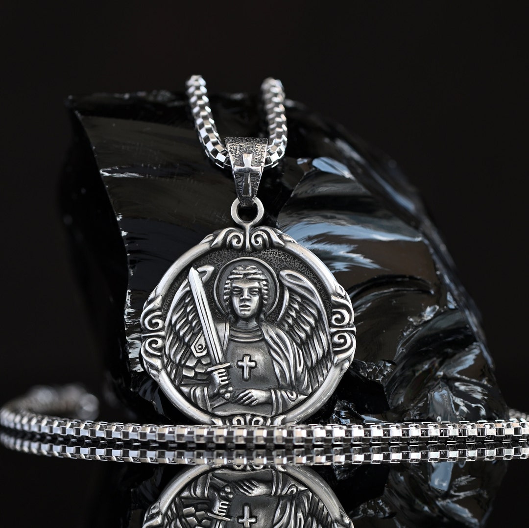 Sterling Silver Archangel Michael Pendant With Box Chain - Unique and ...