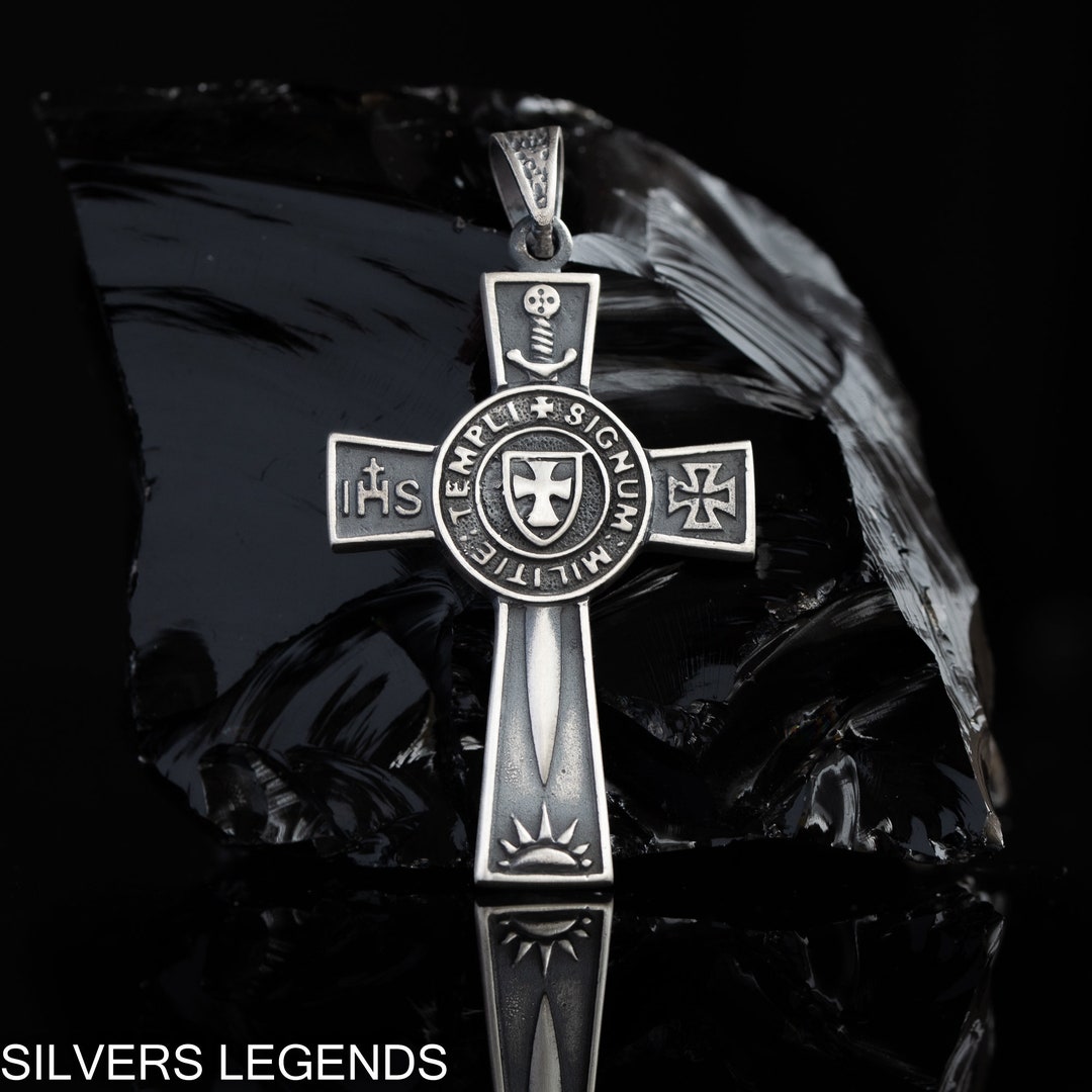 Knights Templar Cross Pendant, Templar Pendant With Sword, Crusader ...