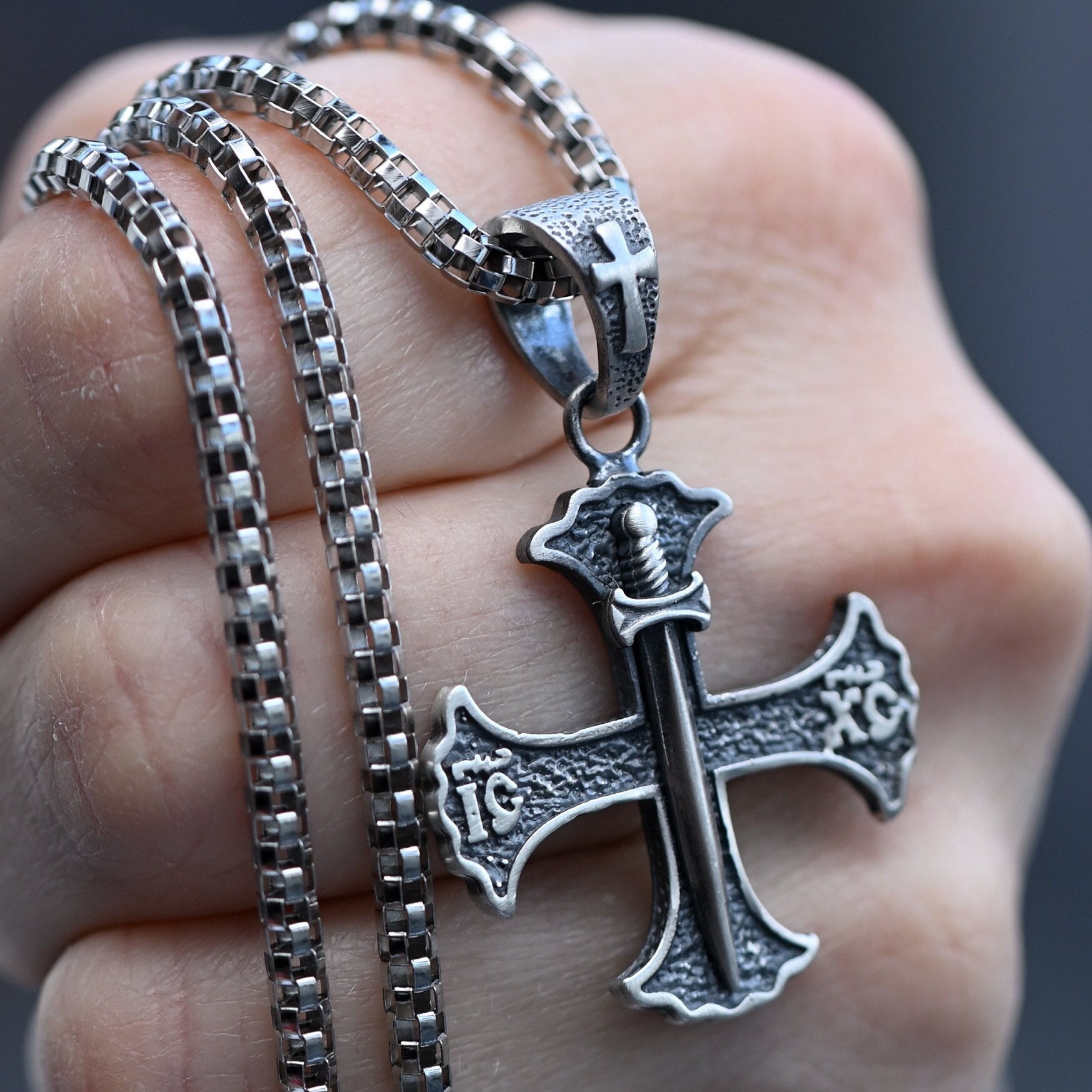 Knights Templar Cross Pendant Necklace, Templar Sword Necklace ...