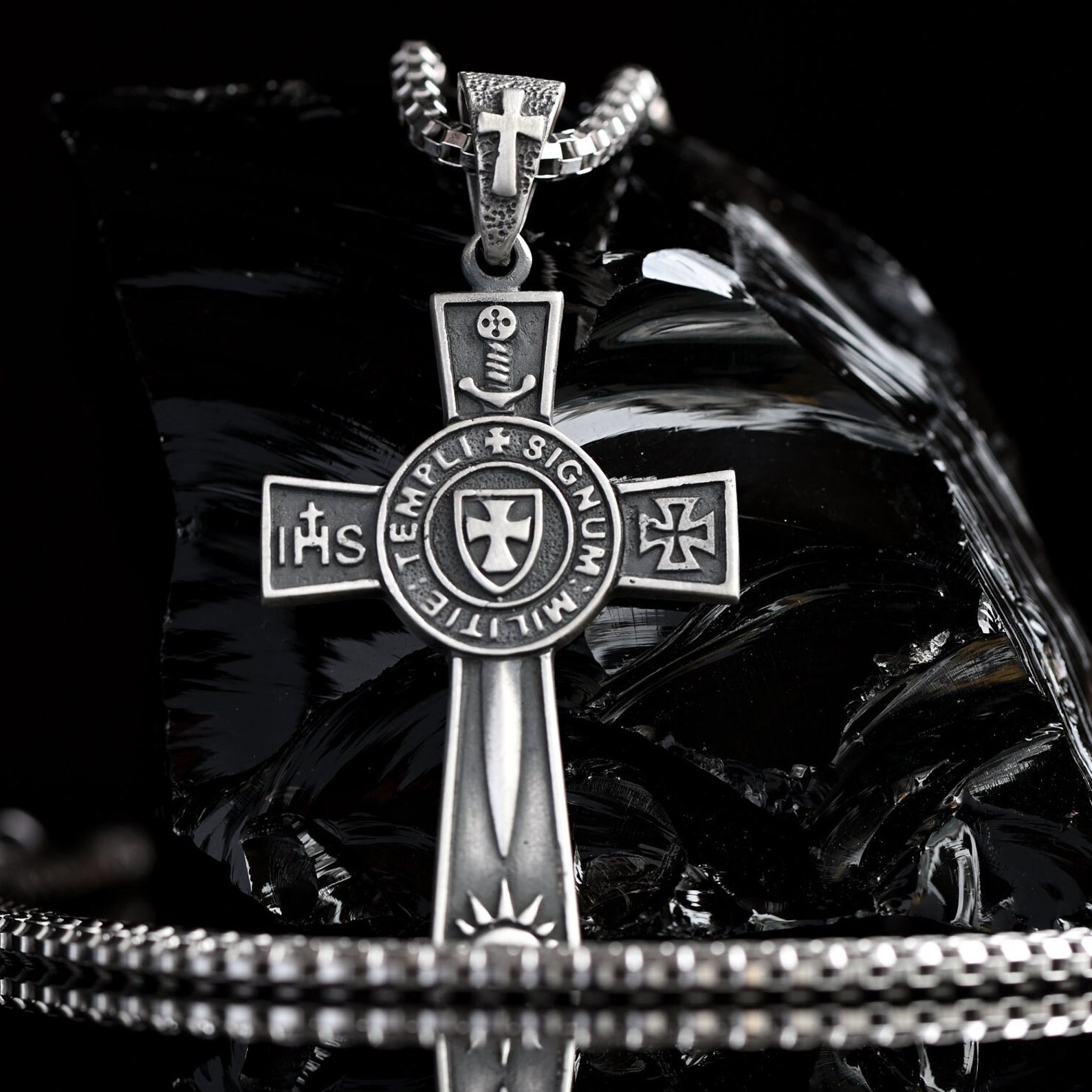 Knights Templar Cross Pendant Necklace, Templar Necklace With Sword ...