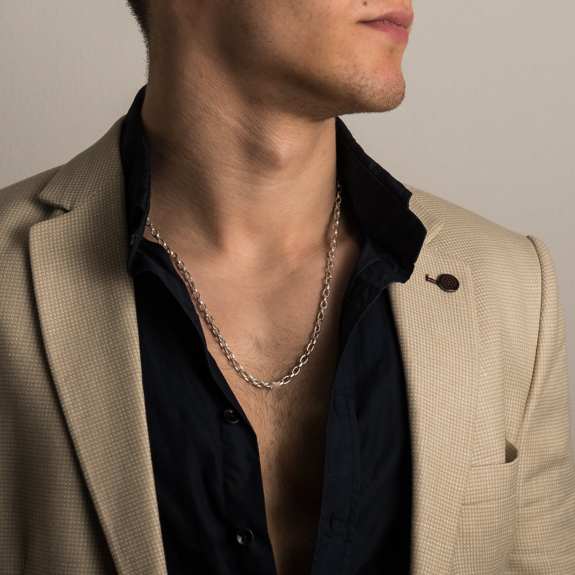 Sterling Silver Men's Rolo Chain Handmade Heavy Ball - Etsy UK