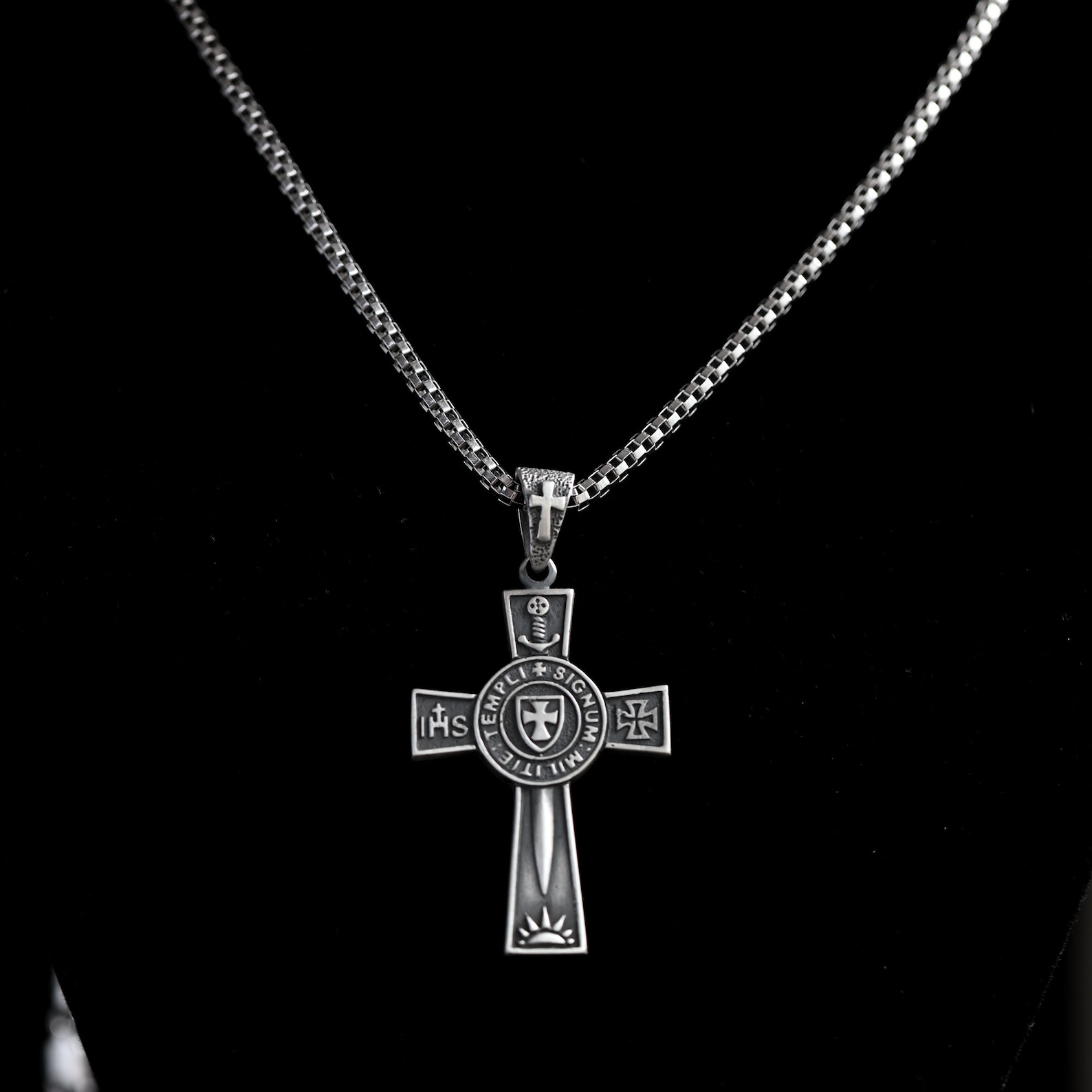 Knights Templar Cross Pendant Necklace, Templar Necklace With Sword ...
