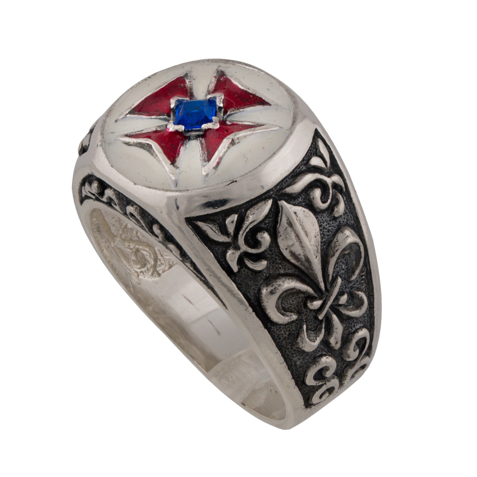 Sterling Silver Templar Ring Fashion Ring With Red Templar - Etsy