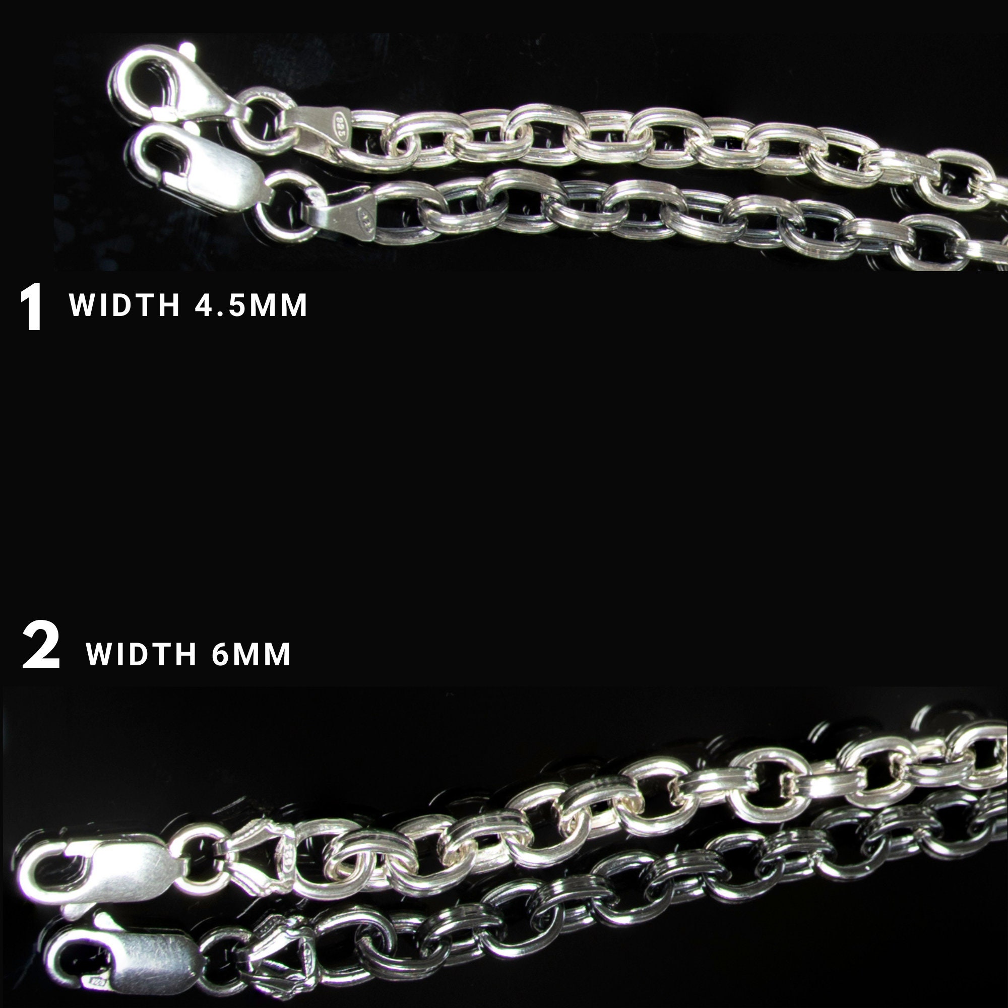 Sterling Silver Men's Rolo Chain Handmade, Heavy Ball Chain Necklace ...