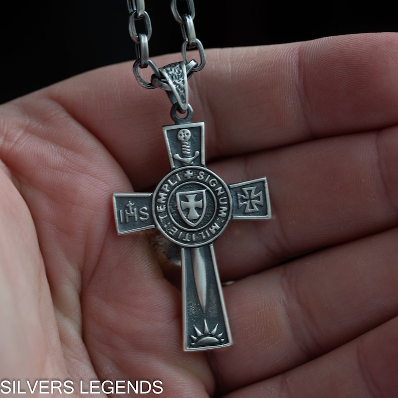 Knights Templar Cross Pendant, Templar Pendant With Sword, Crusader ...
