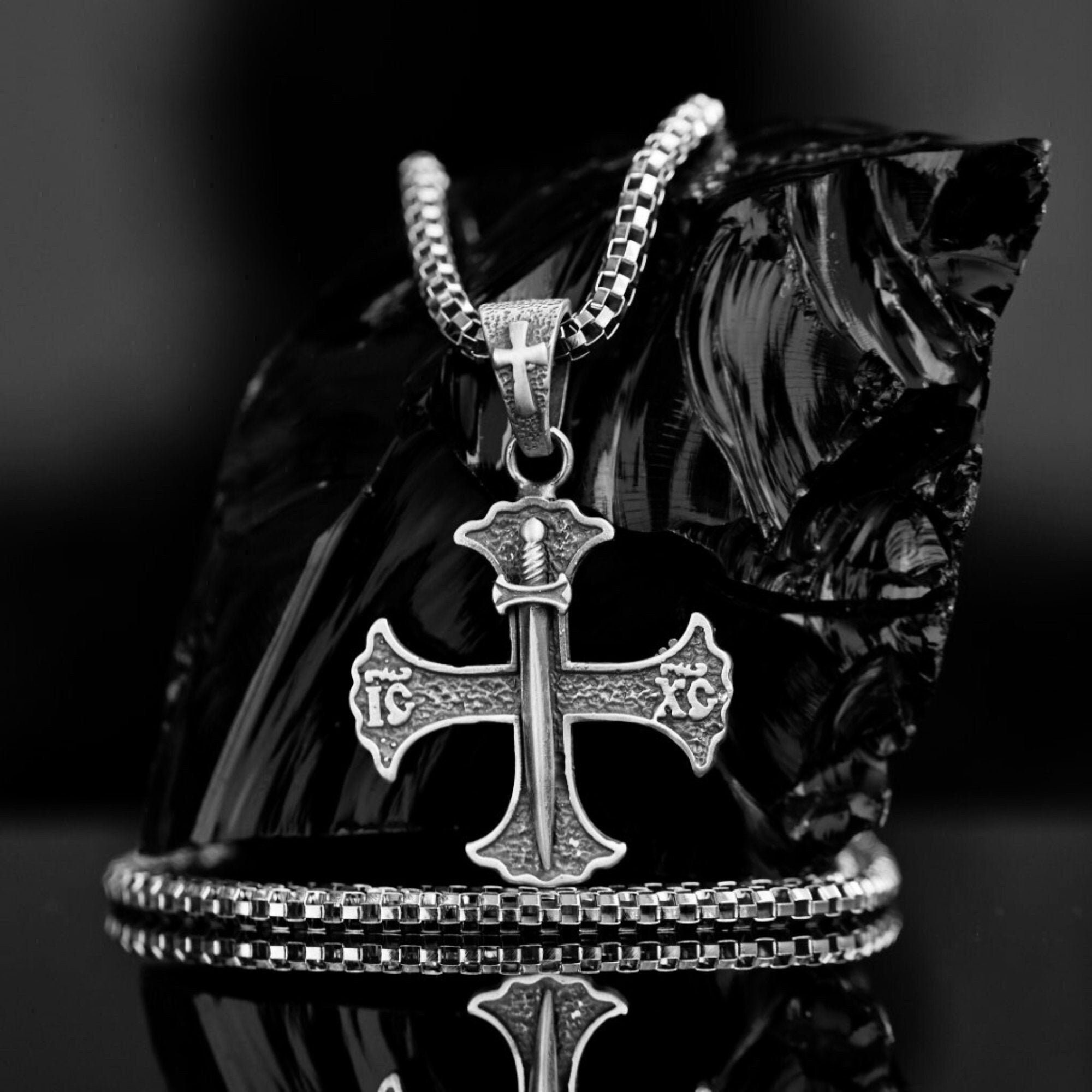 Knights Templar Cross Pendant Necklace, Templar Sword Necklace ...
