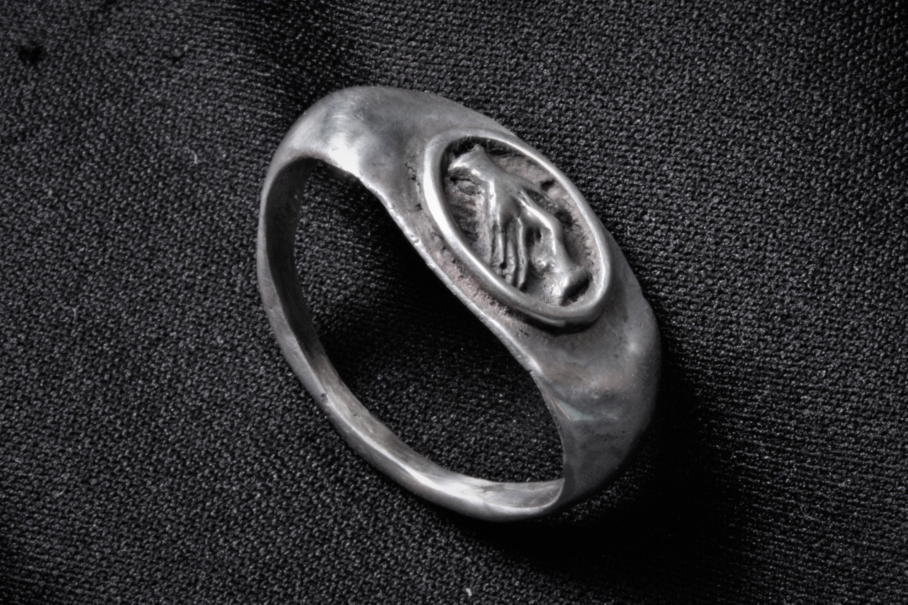 Roman Ring With a Handshake as Symbol of Loyalty and Reliability. Cast ...