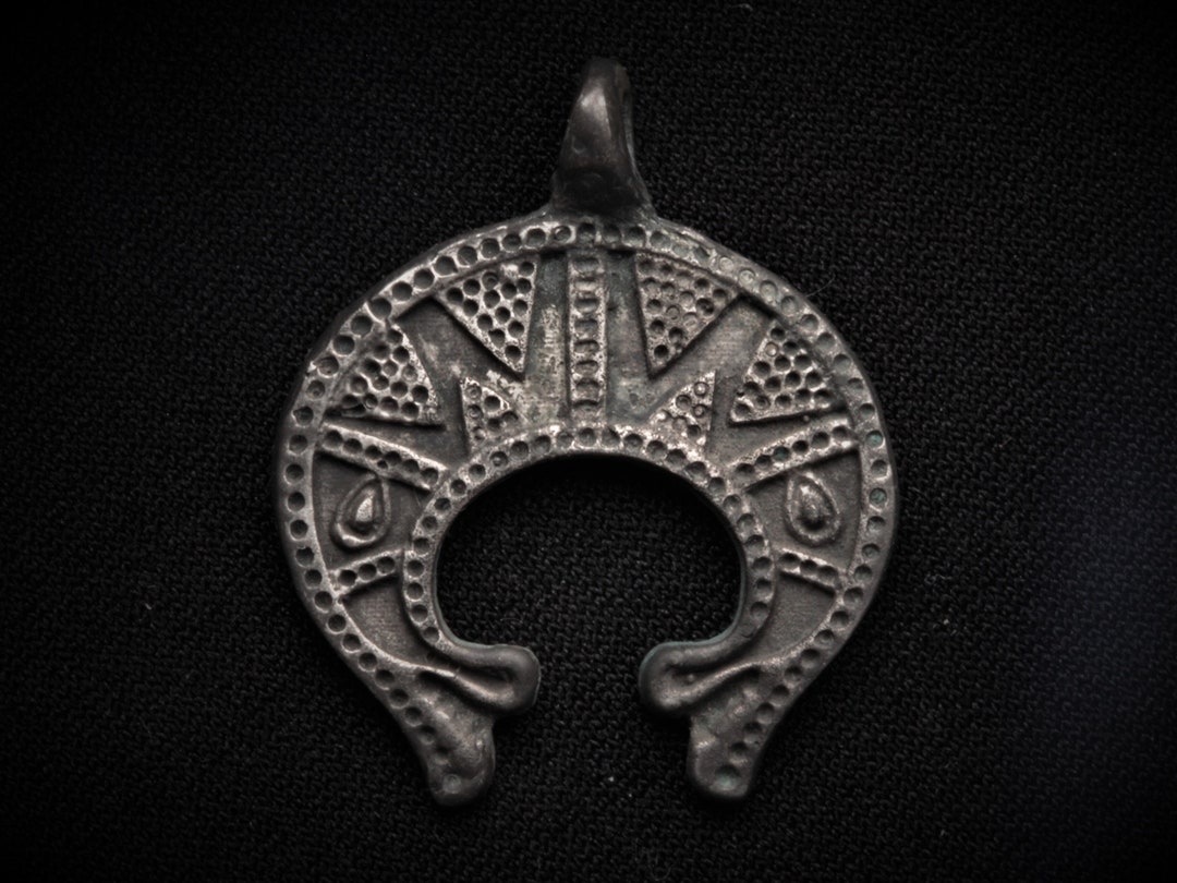 Highly Detailed Amulet Good Luck. Silver Pendant Lunula in the Viking ...