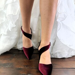 Burgundy Velvet Heels • Wedding Shoes by Santorini Sandals • Burgundy ...