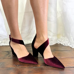 Burgundy Velvet Heels • Wedding Shoes by Santorini Sandals • Burgundy ...