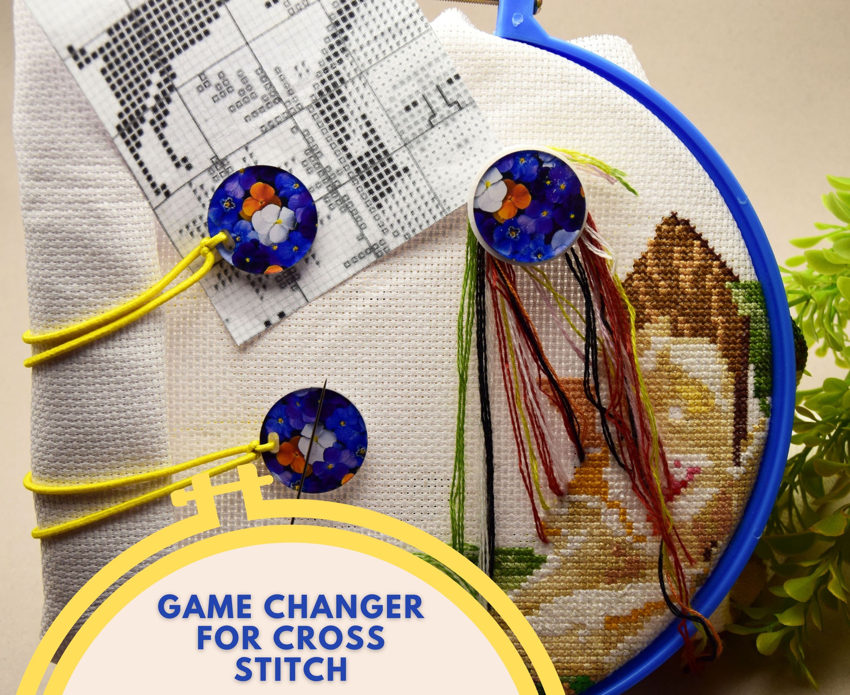 Floss Parking Bobbin and Keepers for Cross Stitch Fabric Tension Clip ...