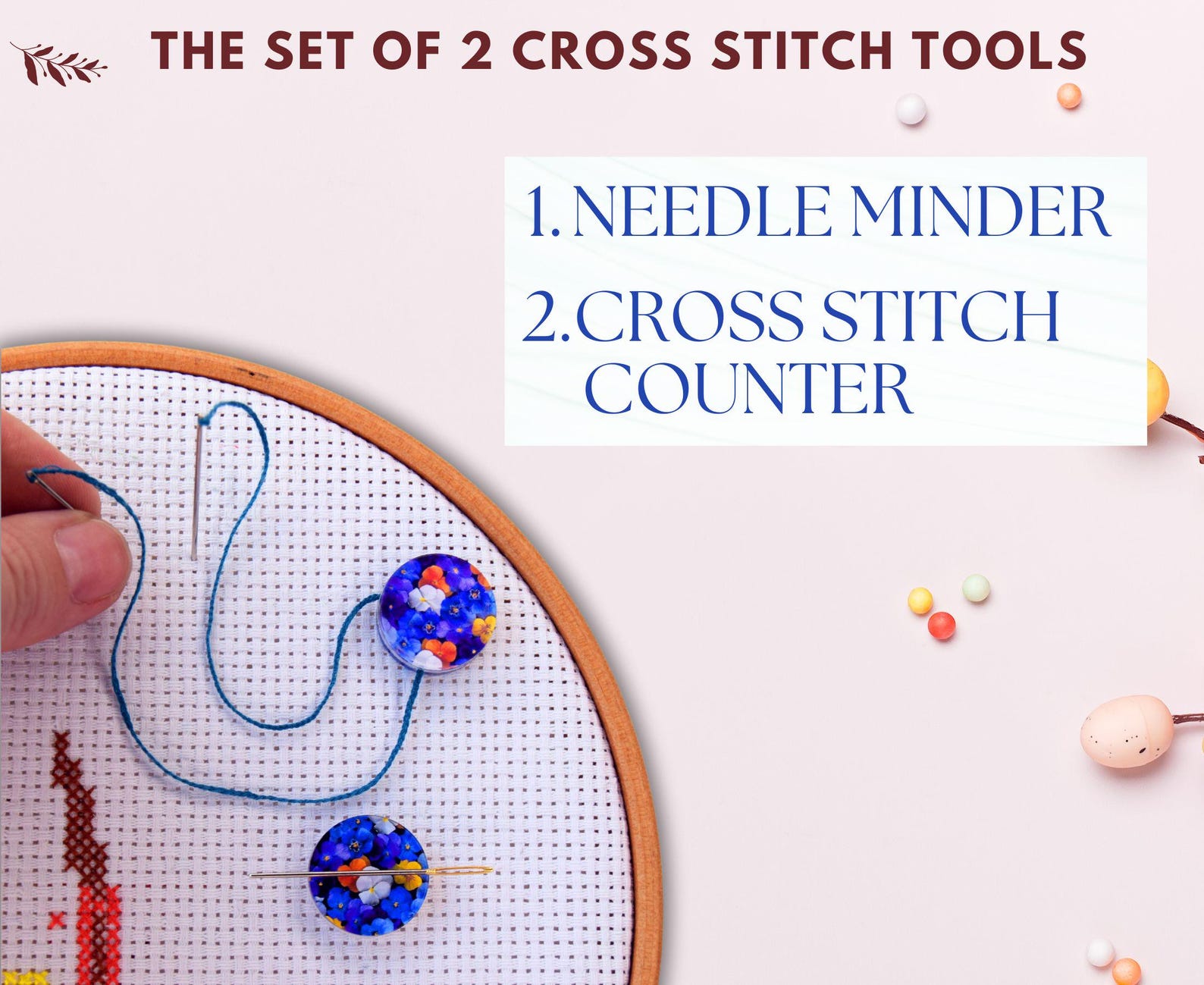Cross Stitch Needle Minder & Thread Counter Set - Etsy